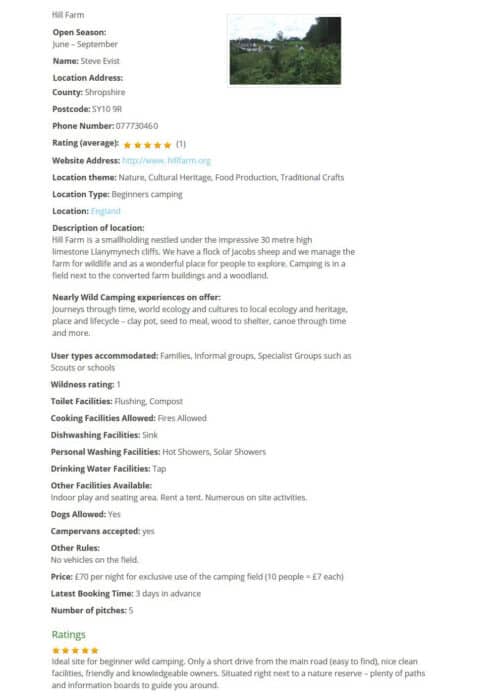 Locations - Nearly Wild Camping